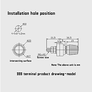 zipelo 3/8" Copper Battery Terminal, 2PCS Premium Remote Battery Power Junction Post Connector, 6MM Terminal Kit, Universal Automotive Accessories, Fit for Car Truck SUV Boat RV