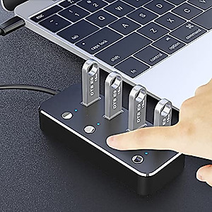CUJUX Aluminum Alloy 4 Port USB 3.0 Hub Sub-Control Switch HUB 60/120cm Cable Upto 5Gbps Splitter (Color : Silver)