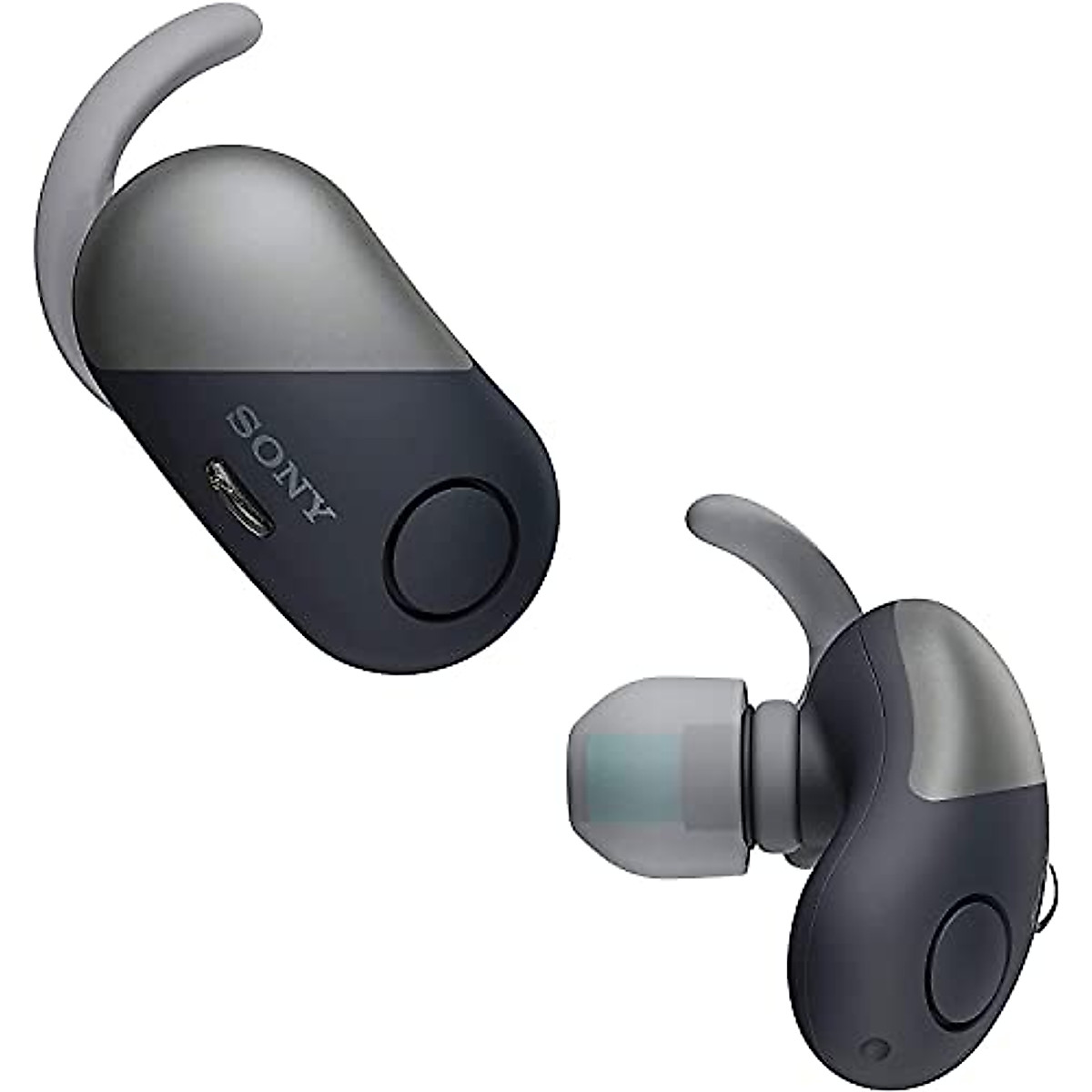 Sony True Wireless Bluetooth in Ear Headphones: Noise Cancelling Sports Workout Ear Buds - Cordless, Sweatproof Earphones, Built-in Microphone, Extra BASS WF-SP700N/B (International Version) Black