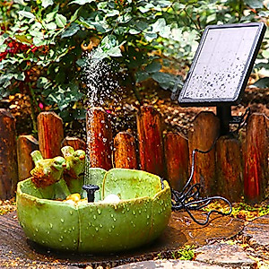 AISITIN 5W Solar Fountain Pump DIY Kit, Bird Bath Solar Water Fountain with 4 Nozzles for Garden/Outdoor, with 3.2ft Water Pipe and Stake, Solar Powered Fountain for Garden, Ponds, Pool, Outdoor