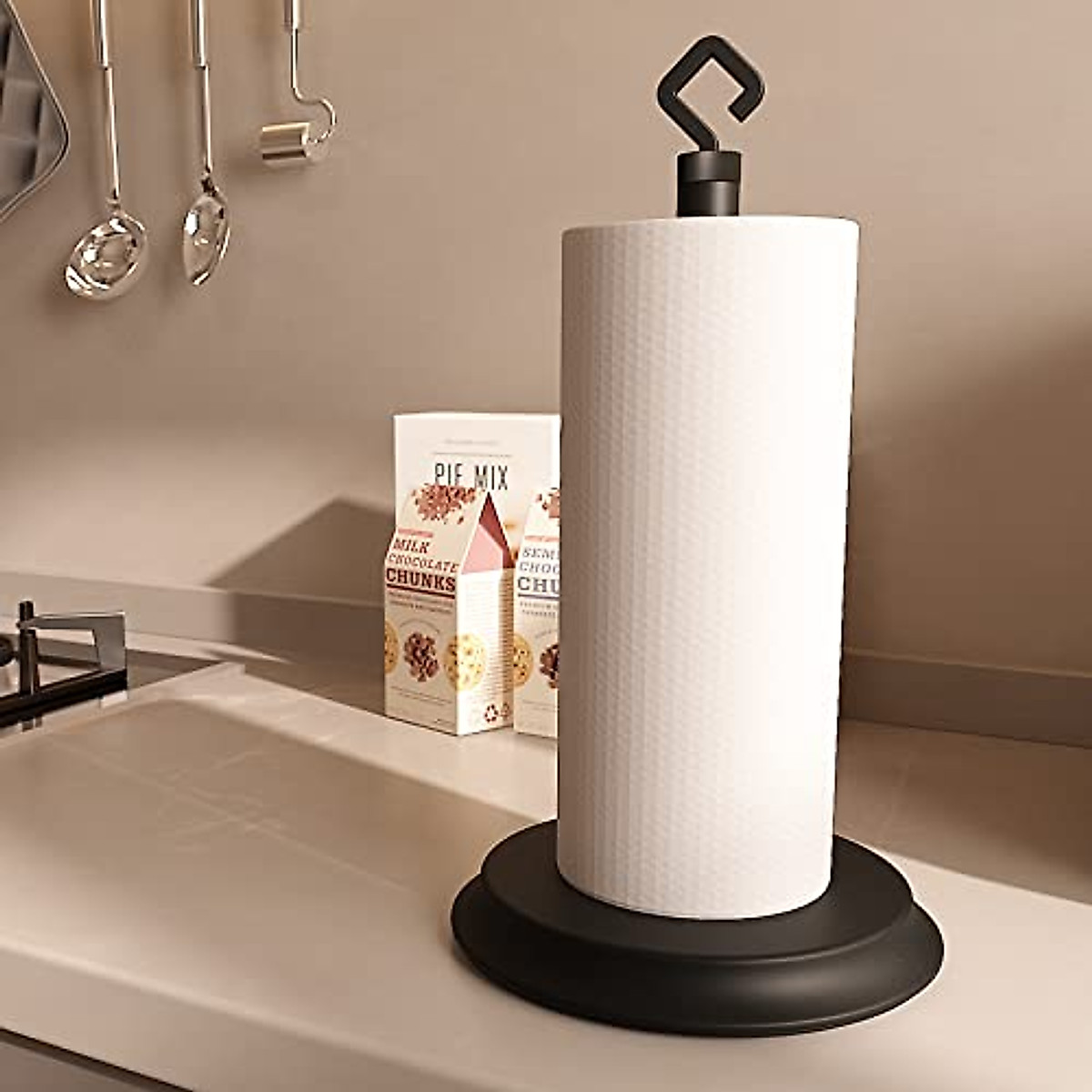 KASUNTO Toilet Paper Holder for Bathroom, Metal Free Standing Toilet Paper Storage with Rustproof, Tissue Paper Roll Stand for Bathroom Accessories (Black)