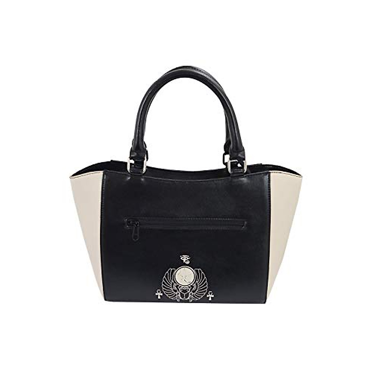 Lost Queen Gothic Bastet Sphynx Cat Occult Goth Satchel Handbag, Black, Cream, Small