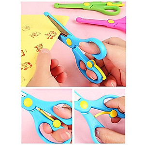 Kinteshun Children Scissors,Kids’ Artwork Blunt Tip Anti-Pinch Shears Students Cutter Scissors for DIY Handcraft Projects(5pcs)