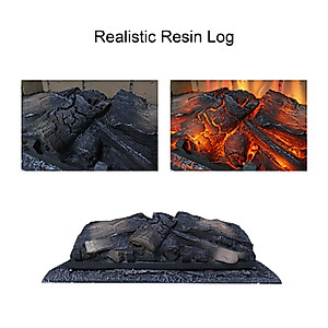 23 Inch 1500W Infrared Quartz Electric Fireplace Insert, Wood Log Version with Brick, 5018 BTU Electric Heater Fireplace with Remote Control & 4 Adjustable Brightness Settings for Indoor