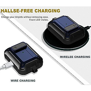 Wonjury for Airpods Pro Case Cover for Men with Lock, Military Armor Series Full-Body AirPod Pro Case with Keychain Cool Air Pod Pro Shockproof Protective Case for AirPods Pro 2019, Black/Blue