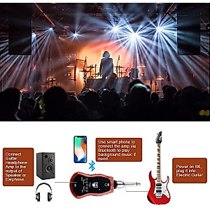 OW Portable Guitar Headphone Amp Synthesizer Pocket Guitar Plug Guitar Amplifier Rechargeable for Electric Guitar with Bluetooth Receiver Support 5 Effects: Clean/Chorus/Flanger/Metal/Wah