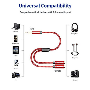 JSAUX Headphone Splitter 3.5mm, Audio Splitter 2 Female to 1 Male, Dual Headphone Adapter Compatible with PS4, PS5, Xbox, Nintendo Switch, PC Gaming Headsets, Phone, Tablet, Laptop and More-Red