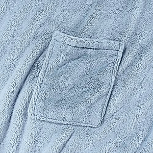Berkshire Blanket Primalush™ Wearable Blanket, Cozy Loungewear Pocketed Plush Cape Wrap for Adults & Teens(Hazy Sky Blue, One Size 58"X64")