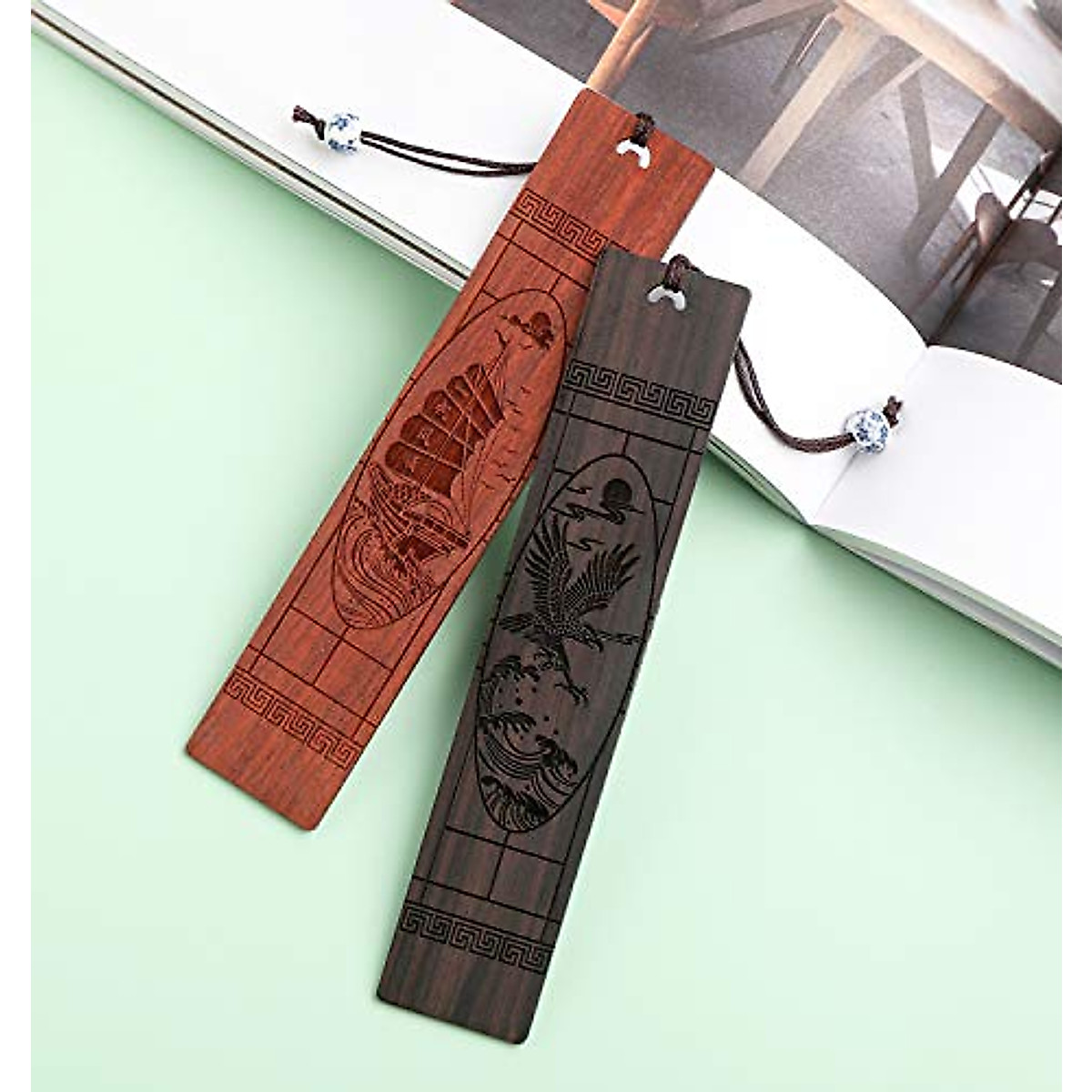 2 Pieces Wood Bookmark, Apply to Gifts for Men Women, Book Lovers,Teacher,Friends,Birthday and Mother's Day Gift (Scenery)
