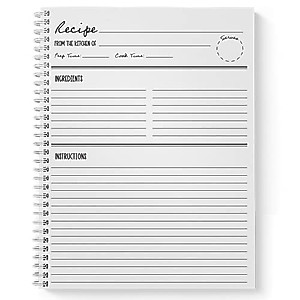 Gotcha Covered Notebooks Softcover Recipe Dishes 8.5" x 11" Spiral Notebook/Recipe Book, 120 Recipe Pages, Durable Gloss Laminated Cover, White Wire-o Spiral. Made in the USA
