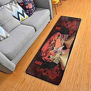 ALAZA Japanese Dragon Sun Geisha Vintage Collection Area Mat Rug Rugs for Living Room Bedroom Kitchen 2' x 6'