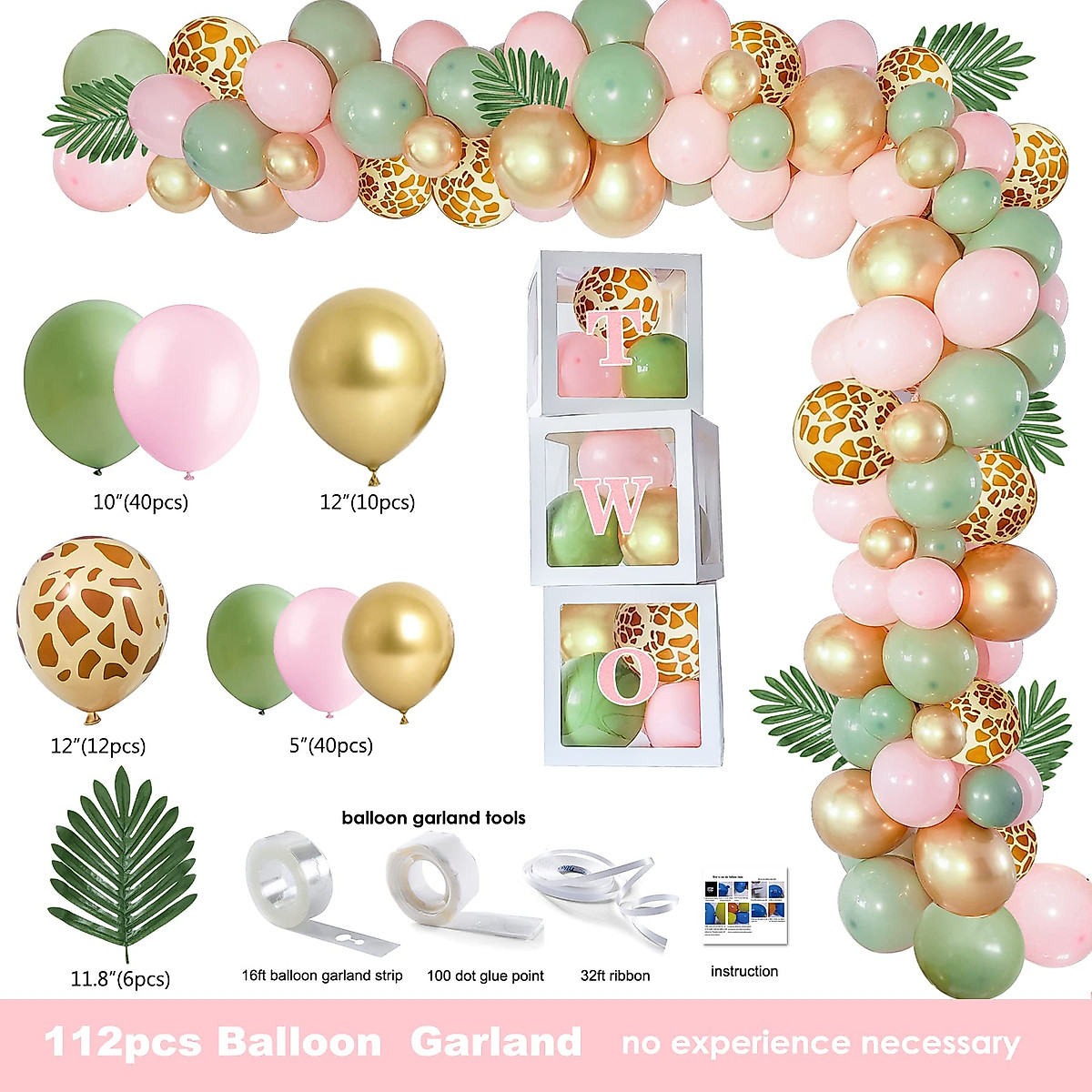 YSHMFEUX Two Wild Birthday Decorations Girl, Jungle Theme 2nd Birthday Party Supplies for Girls, Jungle Safari Animal 2nd Birthday Decorations for Girl, Second Birthday Decorations Girl