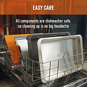 PREP ‘N Serve Premium Set™ - Plastic Container with Lid for Marinades, Stainless Steel Serving Tray, Aluminum Defrosting Tray, and a Plastic Cutting Board - The Ultimate BBQ Food Prep Utensil Set