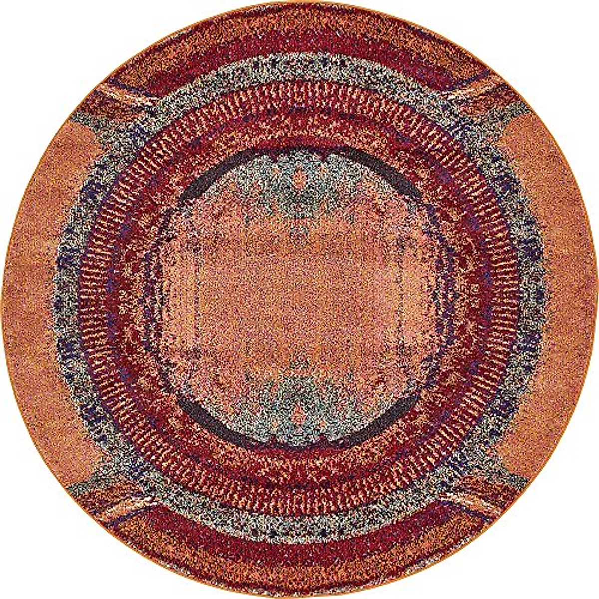 Unique Loom Estrella Collection Rustic, Distressed, Modern, Abstract Area Rug, 6 ft, Orange/Black