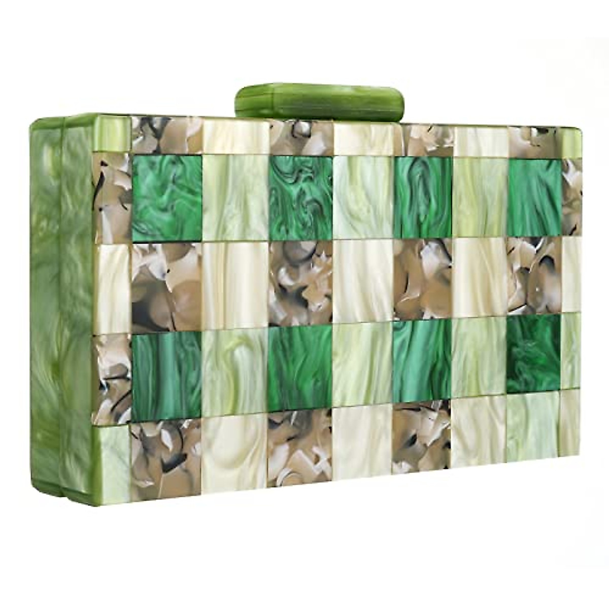 Acrylic Evening Box Bag for Women Multicolor Sequin Geometric Bridal Clutch Prom Handbag Wedding Bag Party Purse Bag (Green)
