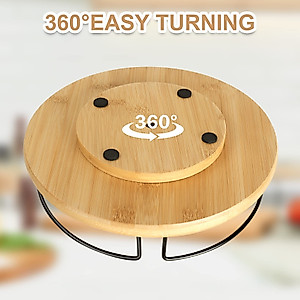 simesove Lazy Susan Turntable 10inch Bamboo Spinning Spice Rack Holder Kitchen Cabinet Counter Top Organizer 360 Degree Turntable Turning Table (Bamboo, 10" (1 Tier))