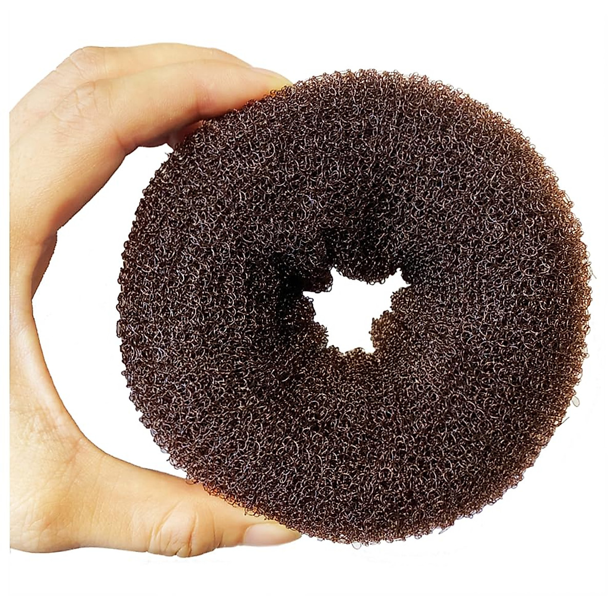 ClothoBeauty Extra Large Ring Style Bun Shaper for Thick and Long Hair, Women's Chignon Donut (4.3 in., Brown)