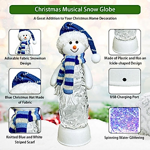 Christmas Snow Globe Lantern Indoor Decor, Cardinal Snowman Christmas Tree with Music,6H Timer,USB Lined/Battery Operated Lighted Lantern for Christmas Festival Decoration Gifts