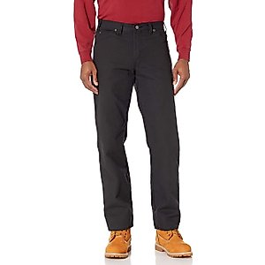 Dickies Men's Relaxed Fit Straight-Leg Duck Carpenter Jean, Black, 34W x 30L