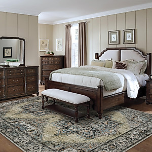 Area Rug Living Room Rugs, 8x10 Machine Washable Rug, Boho Large Rug with Non-Slip Rubber Backing, Non-Shedding Stain Resistant, Indoor Carpet for Bedroom Dining Room Nursery Home Office (Gray/Beige)