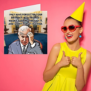 Funny Joe Biden Belated Birthday Cards for Men Women - Forgetful - Happy Birthday Card for Friend Brother Sister Aunt Uncle Mom Dad Papa Grandma Grandpa, 5.7 x 5.7 Inch 30th 40th 50th Greeting Cards