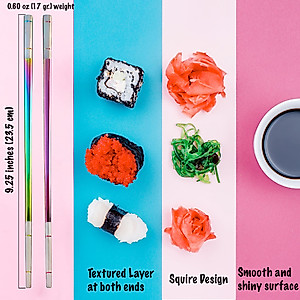 EMRSTORES Stainless Steel Chopsticks -Premium Metal Chopsticks with Titanium Plating - 5 Pairs Dishwasher Safe Chopsticks Reusable - Easy to Use - Square Lightweight Chop Sticks Gift Set