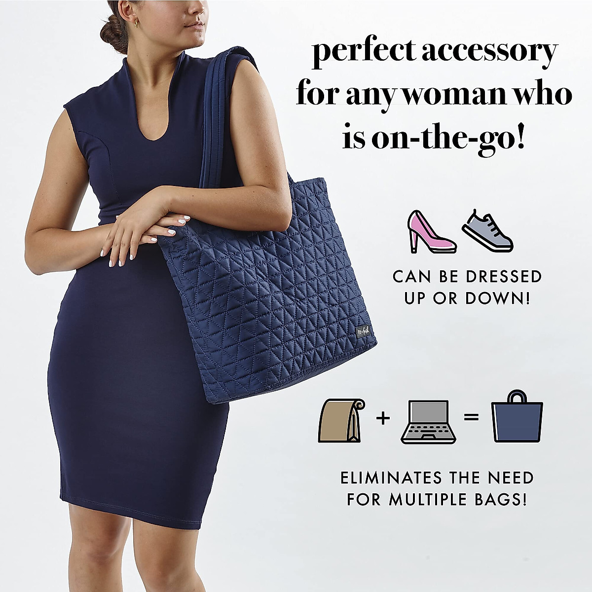 Fit & Fresh Insulated Lunch, Work, School Bag, Travel Purse, Navy