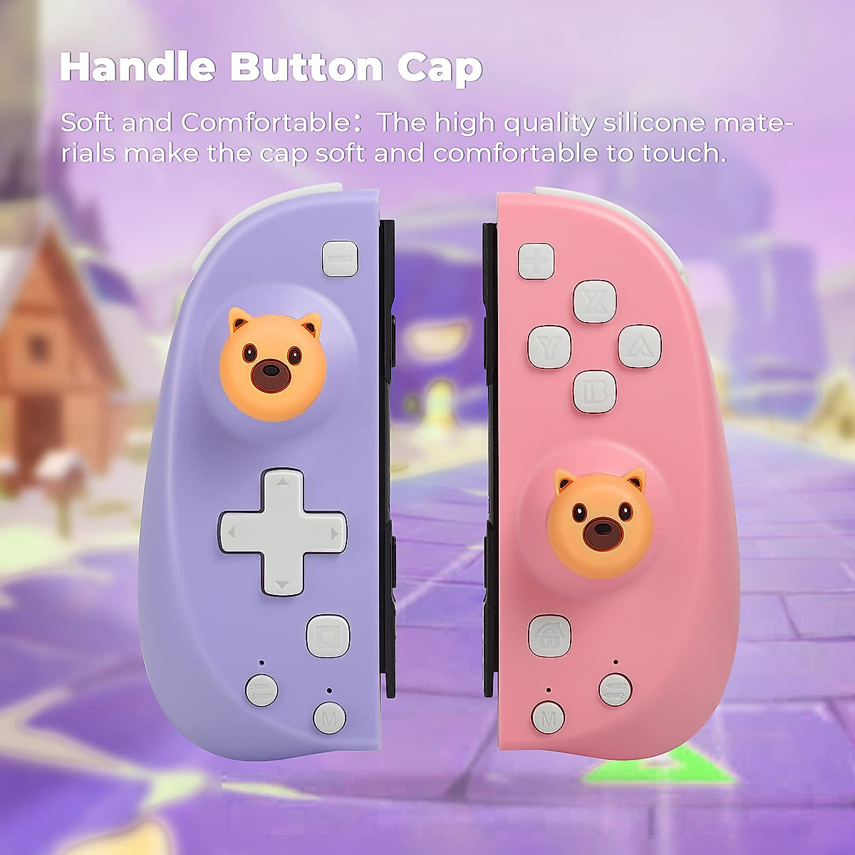 PowerLead Thumb Stick Grip Caps 4PCS for Nintendo Switch, Silicone Joystick Cover Accessories for Nintendo Switch Lite, Cute Animal Theme Gifts for Women Men Kids, Joystick Caps for Switch Controller