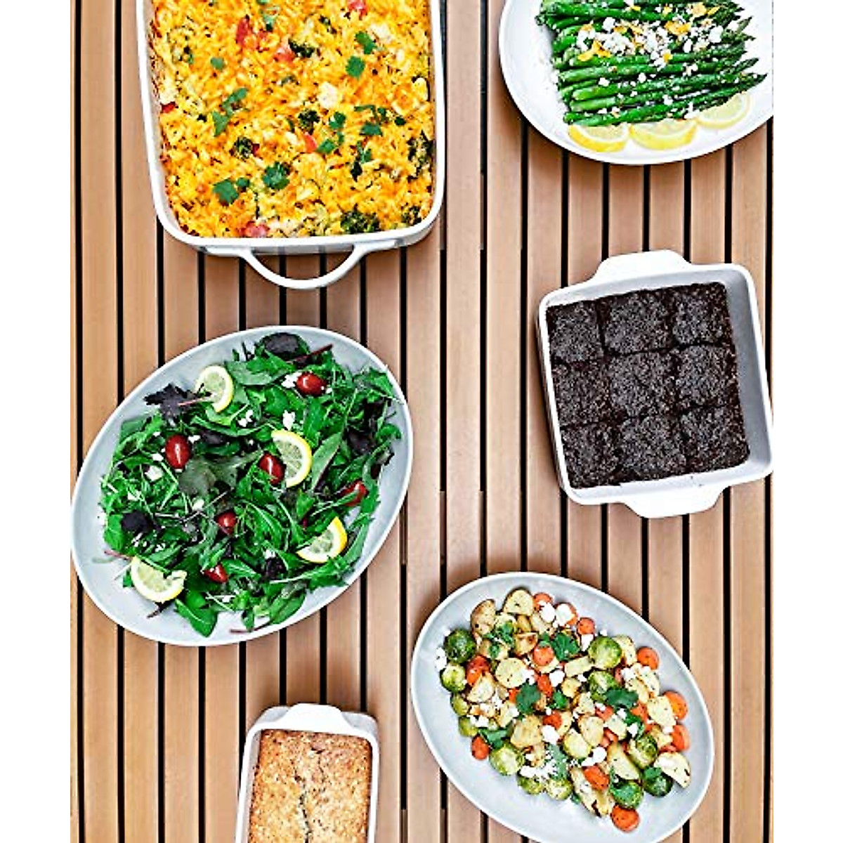 Mora Ceramic Large Serving Bowls- Set of 2 Oval Platters for Entertaining. Modern Kitchen Dishes for Dinner, Fruit, Salad, Turkey, etc. Oven, Dishwasher Safe, 55/35 oz, 13.5" / 11.8" - Earl Grey