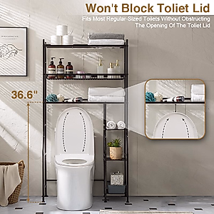 Lauren&Harold Over Toilet Bathroom Organizer 33",6-Tier Over The Toilet Storage Cabinet,Over The Toilet Storage Shelf for Restroom,Laundry(Black)