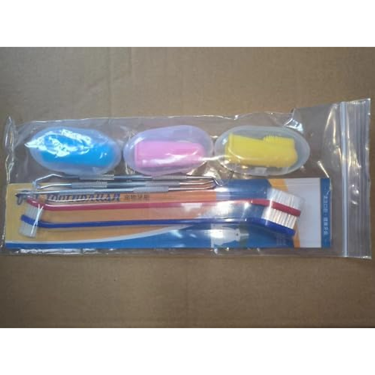 QeeHeng 8 Pack Dog Teeth Cleaning Tools Plaque Remover, Dog Tooth Brushing Kit Include 3 Different Stainless Steel Dog Tooth Scraper and 2 Dog Toothbrush and 3 Dog Finger Toothbrush