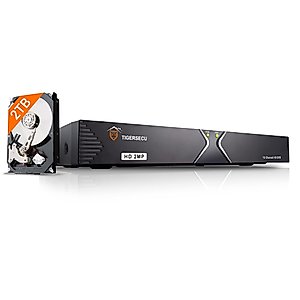 TIGERSECU Super HD 1080P 16-Channel Hybrid 5-in-1 DVR Security Recorder with 2TB Hard Drive, for Up to 5MP(12.5fps) TVI/AHD/CVI/Analog and IP Cameras (Cameras Not Included) (Renewed)