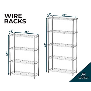 Everest 4-Shelf Shelving Units and Storage, Heavy Duty Storage Shelves (up to 250lbs), Wire Shelving Rack, Chrome Rack Shelf, 14" D x 36" W x 54" H