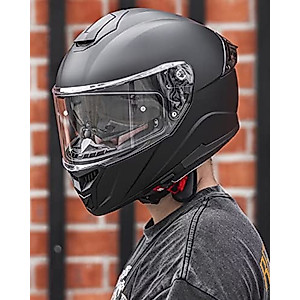ILM Full Face Dual Visor Motorcycle Helmets with Rear Wing Pinlock Compatible Motorbike Street Bike Helmet DOT Men Women Model 861A (Matt Black, S)