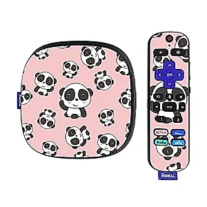 MightySkins Skin Compatible with Roku Ultra HDR 4K Streaming Media Player (2020) - Panda Hello | Protective, Durable, and Unique Vinyl Decal wrap Cover | Easy to Apply | Made in The USA