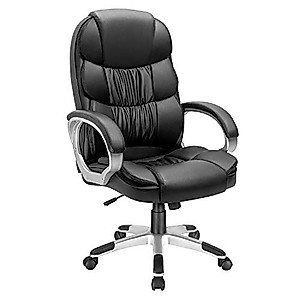 VICTONE Big and Tall Office Chair Ergonomic Desk Chair High Back Executive Computer Chair Adjustable Swivel PU Leather Task Chair with Padded Armrests and Lumbar Support (Black)