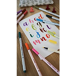 STABILO Premium Fibre-Tip Pen with Brush Tip Pen 68 brush - ARTY - Pack of 24 - Assorted Colours