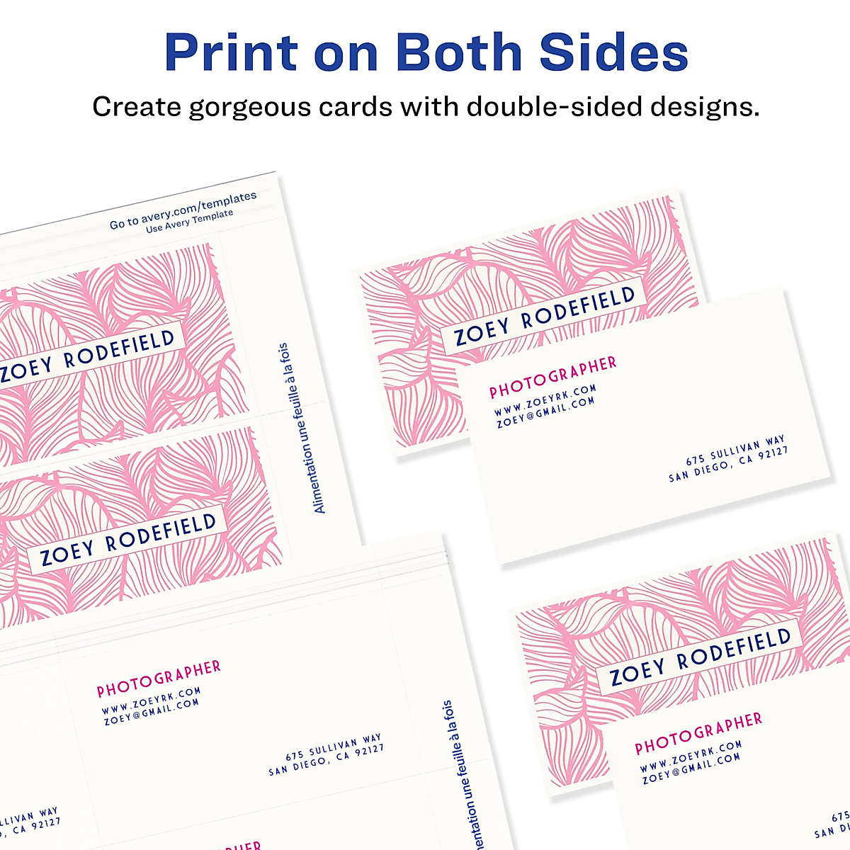 Avery Clean Edge Printable Business Cards with Sure Feed Technology, 2" x 3.5", White, 2,000 Blank Cards for Laser Printers (5870)