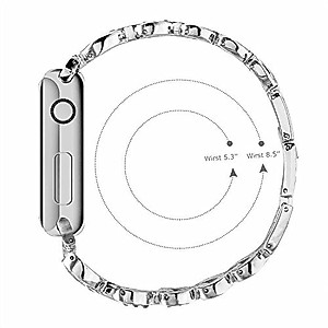 Sangaimei Compatible Bling Band for Apple Watch Band 38mm 40mm 41mm Women Rhinestone Stainless Steel Link Band Iwatch Series 8/7/6/5/4/3/2/1/SE Bracelet Metal Strap