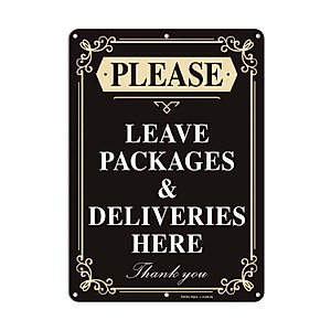 Faittoo Please Leave Packages and Deliveries Here Sign, 14 x 10 Inch Reflective Aluminum Sign, UV Protected and Weatherproof, Durable Ink, Easy to Install and Read, Indoor/ Outdoors Use