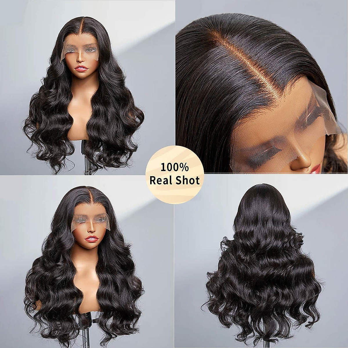 MEIKING Lace Front Wigs Human Hair Body Wave 13x4 Frontal HD Lace Wig Pre Plucked 180% Density Brazilian Virgin Human Hair Lace Front Wigs for Women Natural Black 28 Inch