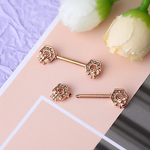 Melighting Dainty Bee Nipple Rings 14G Surgical Steel 316L 2pcs Nipple Barbell CZ Nipple Piercing Jewelry Nipple Ring for Women Body Piercing Jewelry 14mm