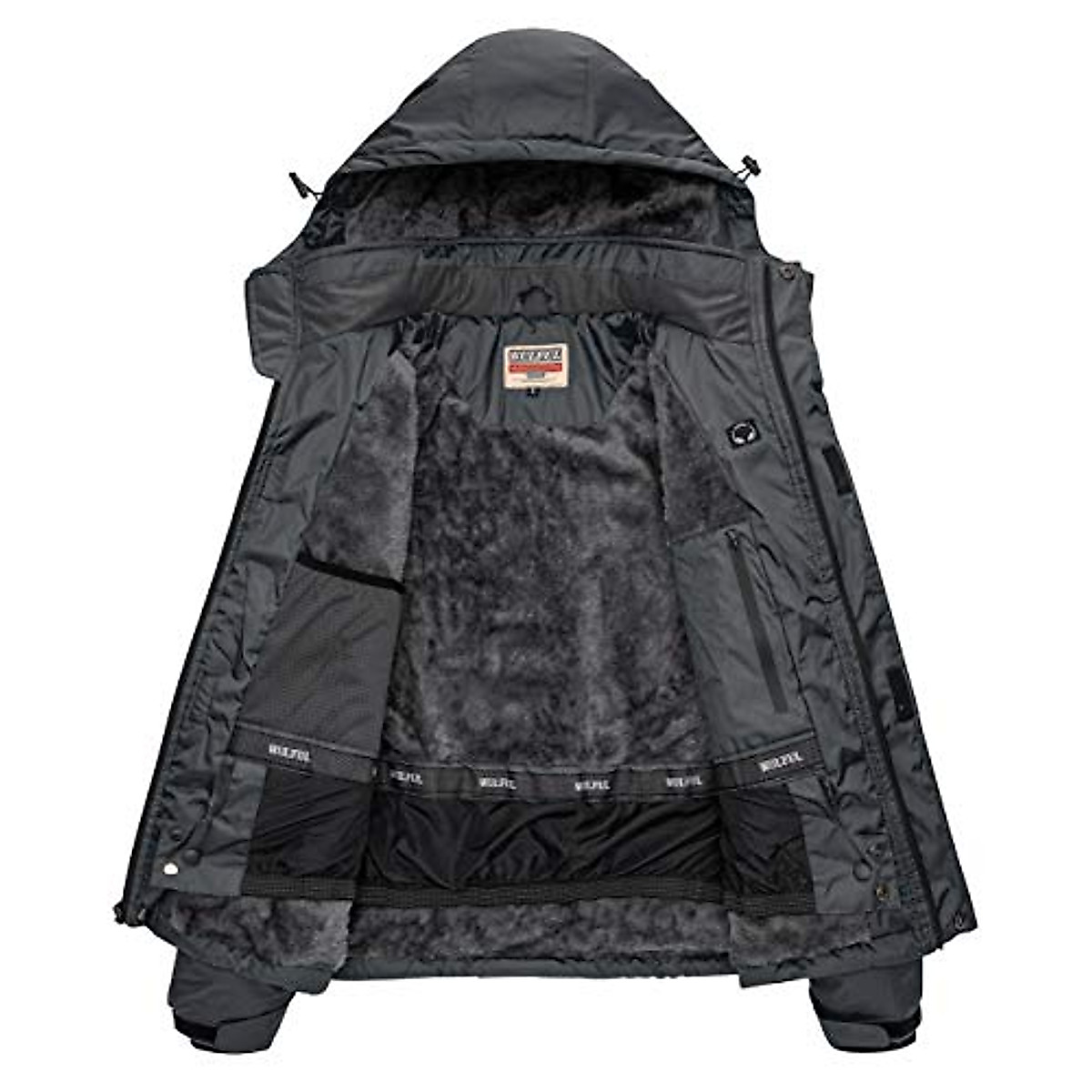 WULFUL Men's Waterproof Ski Jacket Warm Winter Snow Coat Mountain Windbreaker Hooded Raincoat