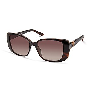 GUESS Women's Rectangular Sunglasses, Dark Havana, 53mm