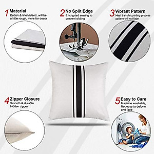 ONWAY Farmhouse Throw Pillow Covers 18x18 Rustic Indoor Outdoor Decorative Black and White Throw Pillows for Home Sofa and Couch, Set of 2