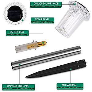 Eyrosa Solar Outdoor Lights, 10 Pack Solar Pathway Lights Outdoor Waterproof, Stainless Steel Solar Stake Lights for Garden Yard Path Walkway Driveway Lawn Decor - Cool White