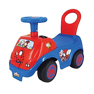 Kiddieland: Spidey Team Activity, Ride-On, Lively Sounds and Has Flashing Lights, Interactive Dashboard with Exciting Sounds, Colorful Flashing Lights