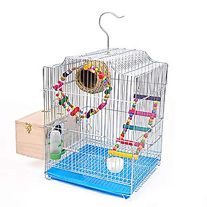 PINVNBY Parakeet Nest Box Bird House Budgie Wood Breeding Box for Lovebirds, Parrotlets Mating Box (M:7.9 * 4.7 * 4.7 inch)