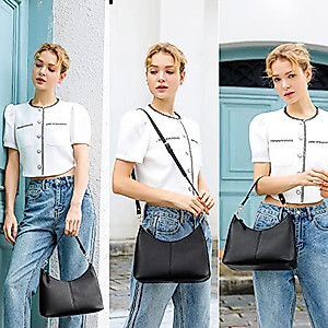 Keyli Womens Shoulder Handbags Christmas Gifts WaterProof PU Leather Small Crossbody Bags for Women Cute Stylish Cluth Purse Wallet Removable Straps Tote Bag Satchels TOP Handle-bags with Zipper Black