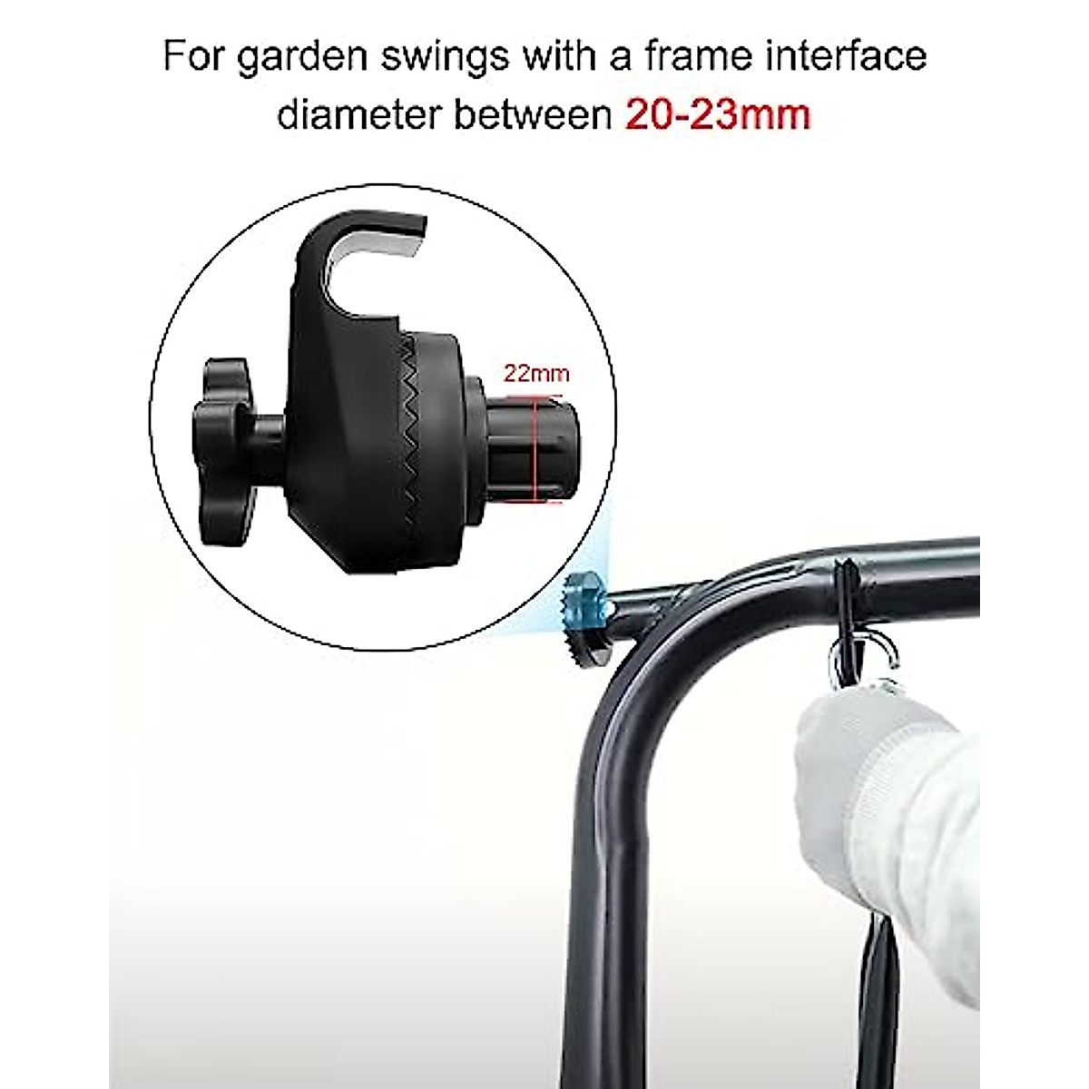 2 Pcs Garden Swing Plastic Fittings, Swing Frame Plastic Fitting to Attach Canopy Frame to Swing Frame, Match Diameter 20-23mm Swing Chair Frame Interface